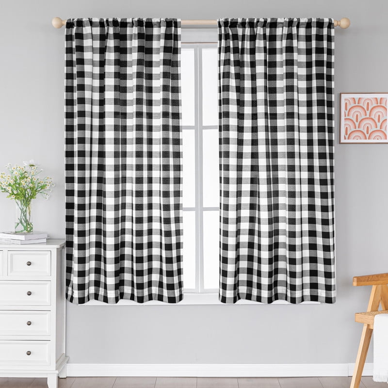 Buffalo Check Curtain for Bedroom/ Living Room Black and White Drapes ...