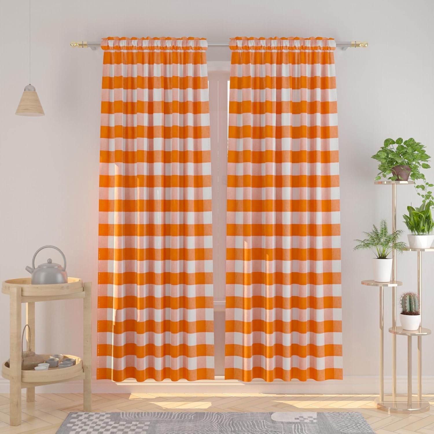 Buffalo Check Curtains 84 inches Long Cotton Basement Gingham Plaid ...