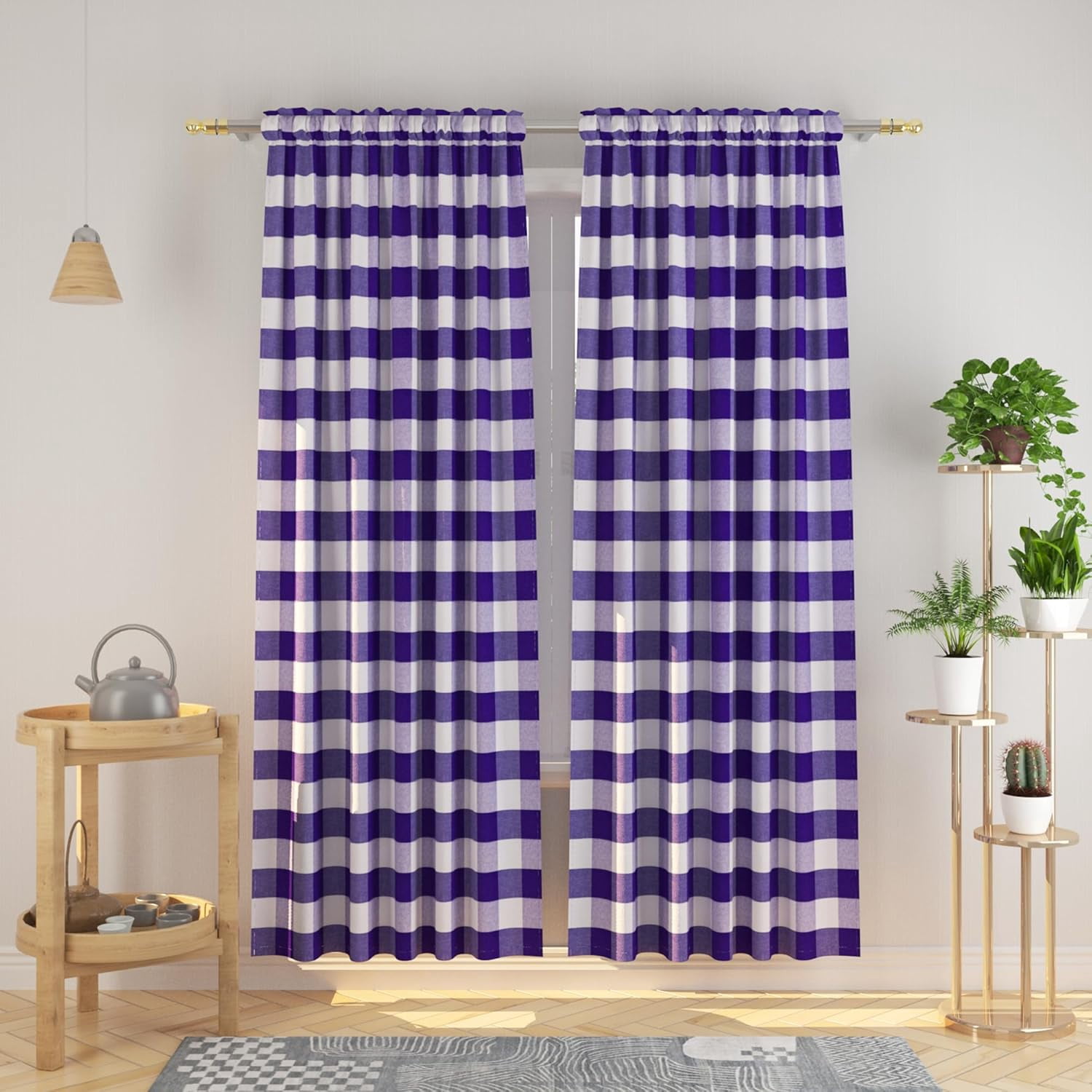 Buffalo Check Curtains 84 inches Long Cotton Basement Gingham Plaid ...