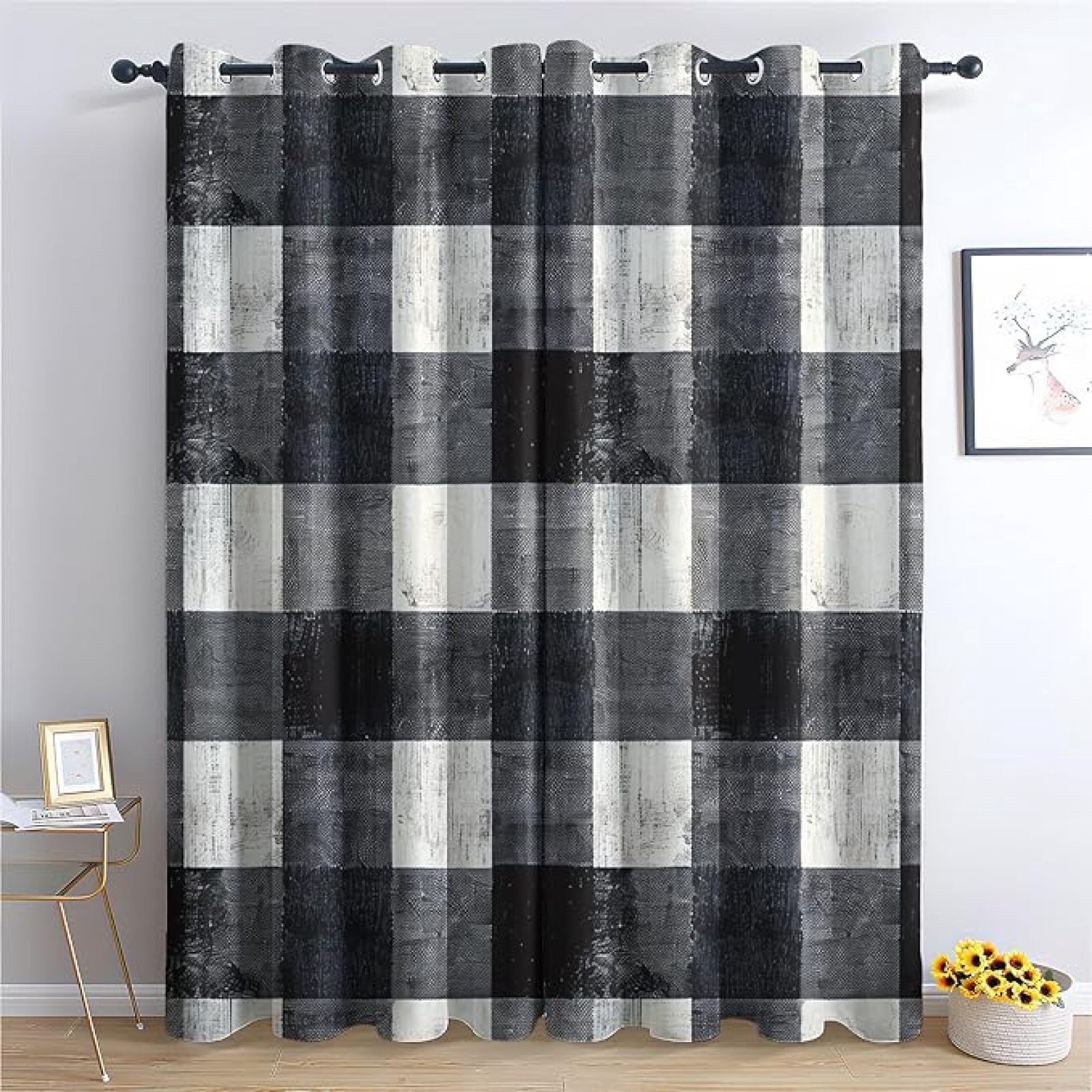 Buffalo Check Curtains, Black And White Plaid Window Curtains ...