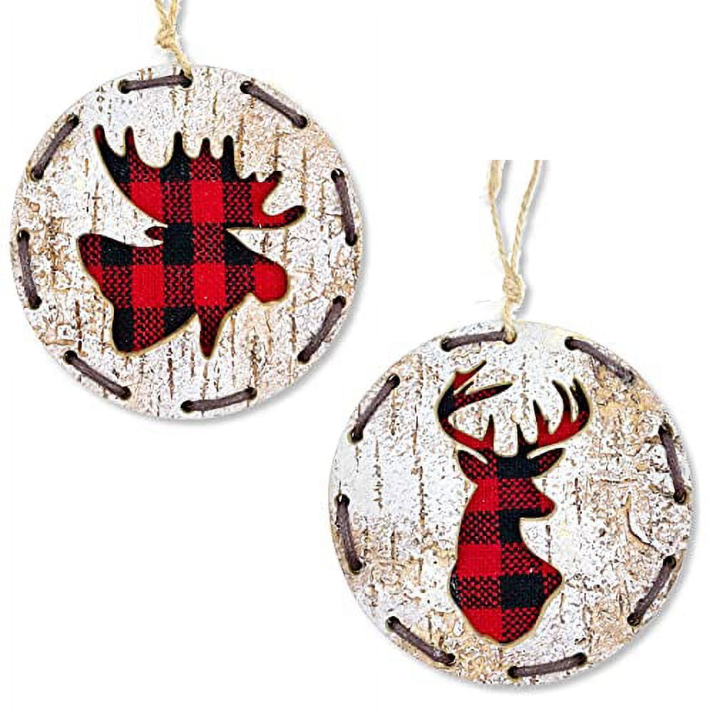 Buffalo Check Deer Moose Rustic Lodge Ornaments - Walmart.com