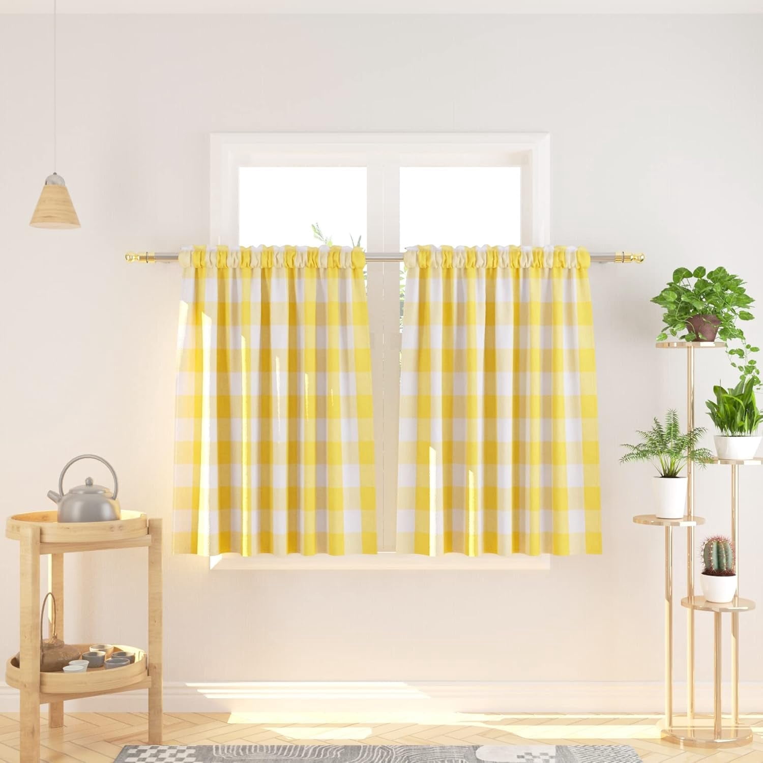 Buffalo Check Kitchen Tier Curtais 36 inches Long Plaid Gingham Rod ...
