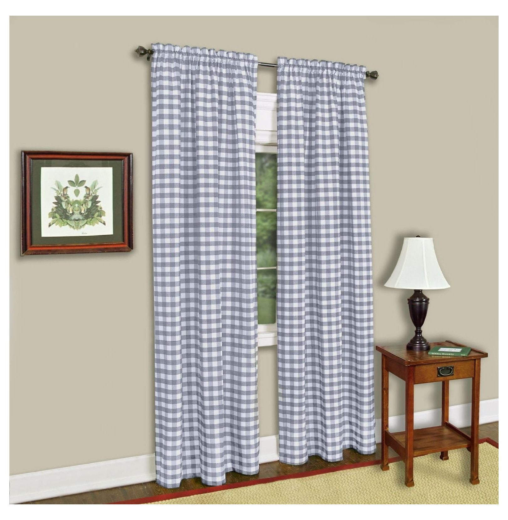 Buffalo Check Panel Window Curtain - 42 Inch Width, 84 Inch Length ...