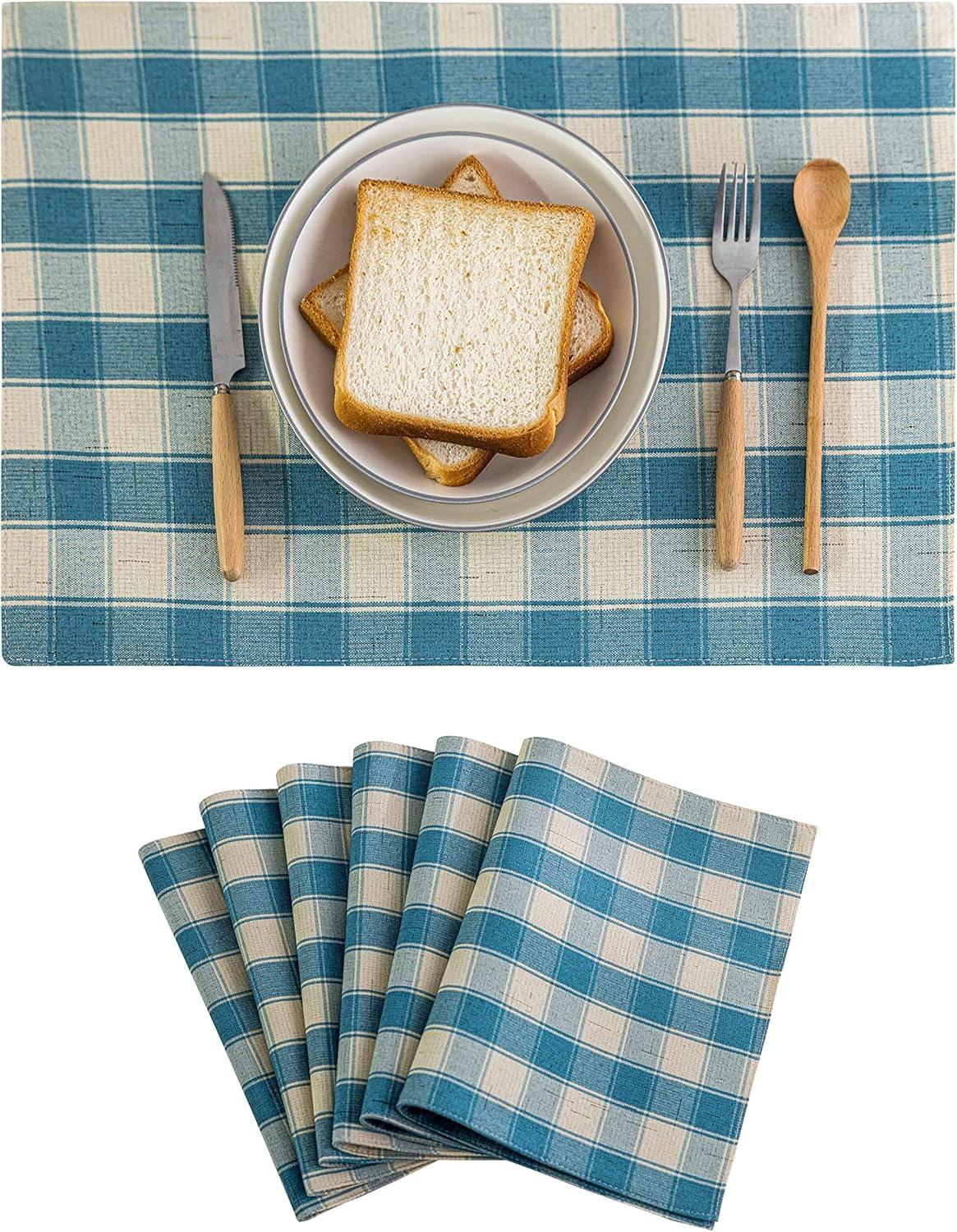 Buffalo Check Placemats Set of 6 Heat Resistant Dining Table Place Mats ...