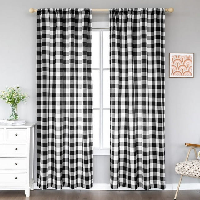 Barossa Design Buffalo Check Plaid Curtains 84 inch, Cotton Blend ...