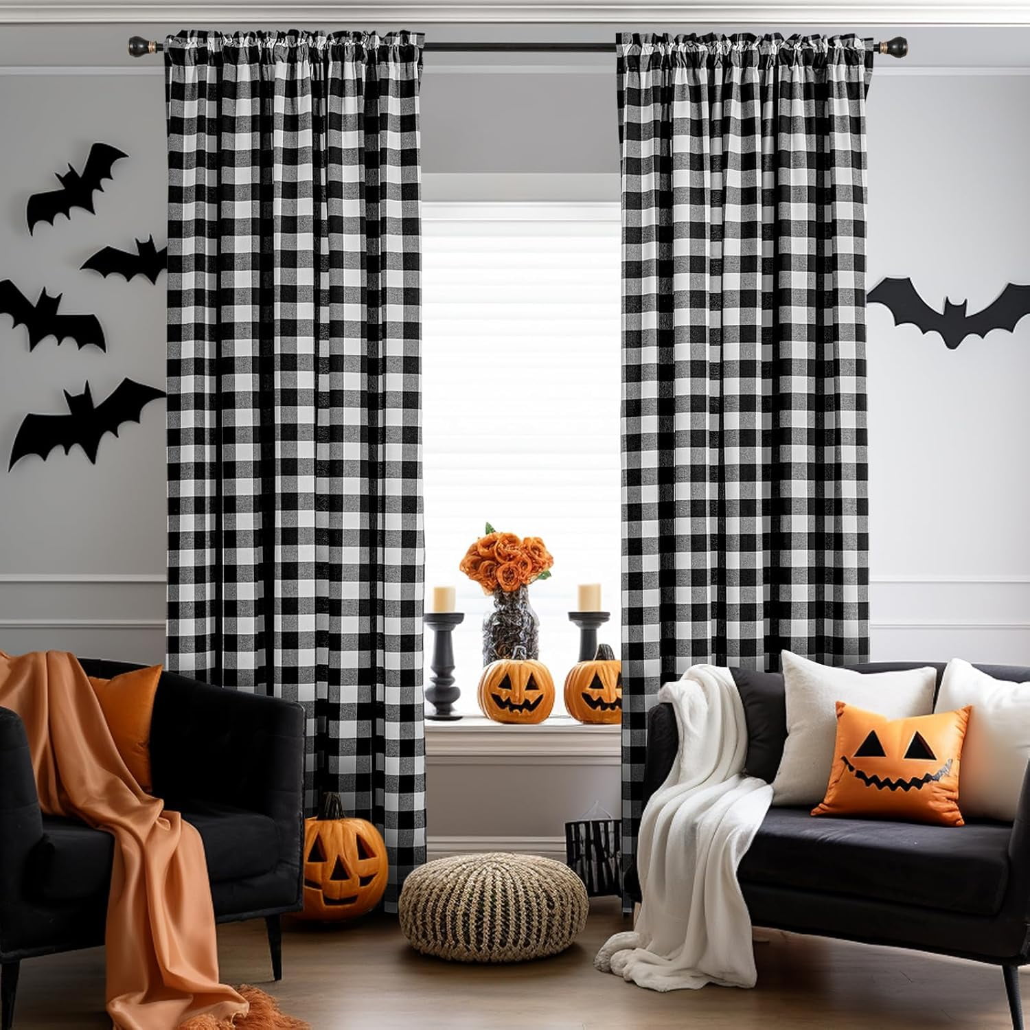 Buffalo Check Plaid Curtains for Living Room, Bedroom Farmhouse Gingham ...