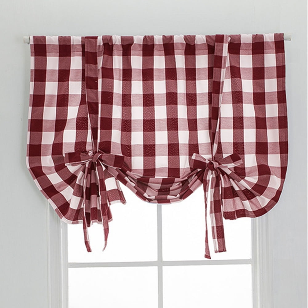 Buffalo Check Plaid Gingham Farmhouse Window Curtain Tie Up Shades ...