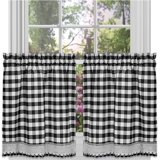Buffalo Check Plaid Gingham Kitchen Window Curtain Tiers Set - Walmart.com
