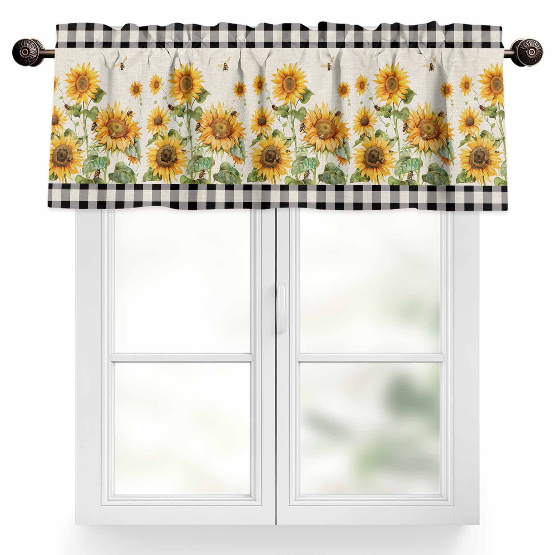 Buffalo Check Plaid Kitchen Valances for Windows Vintage Farmhouse ...