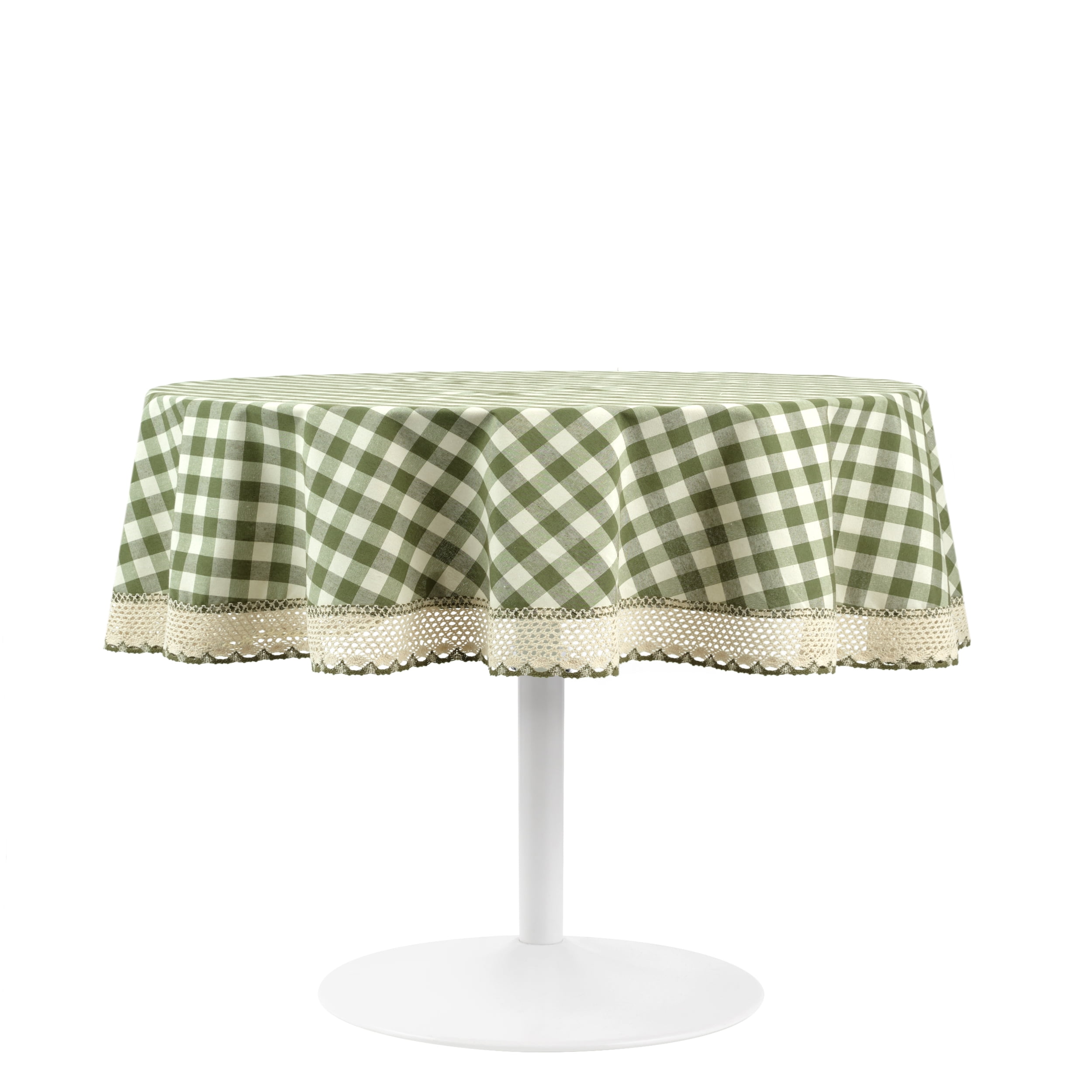 Buffalo Check Woven Fabric Round Tablecloth - Sage - 70 in - Walmart.com