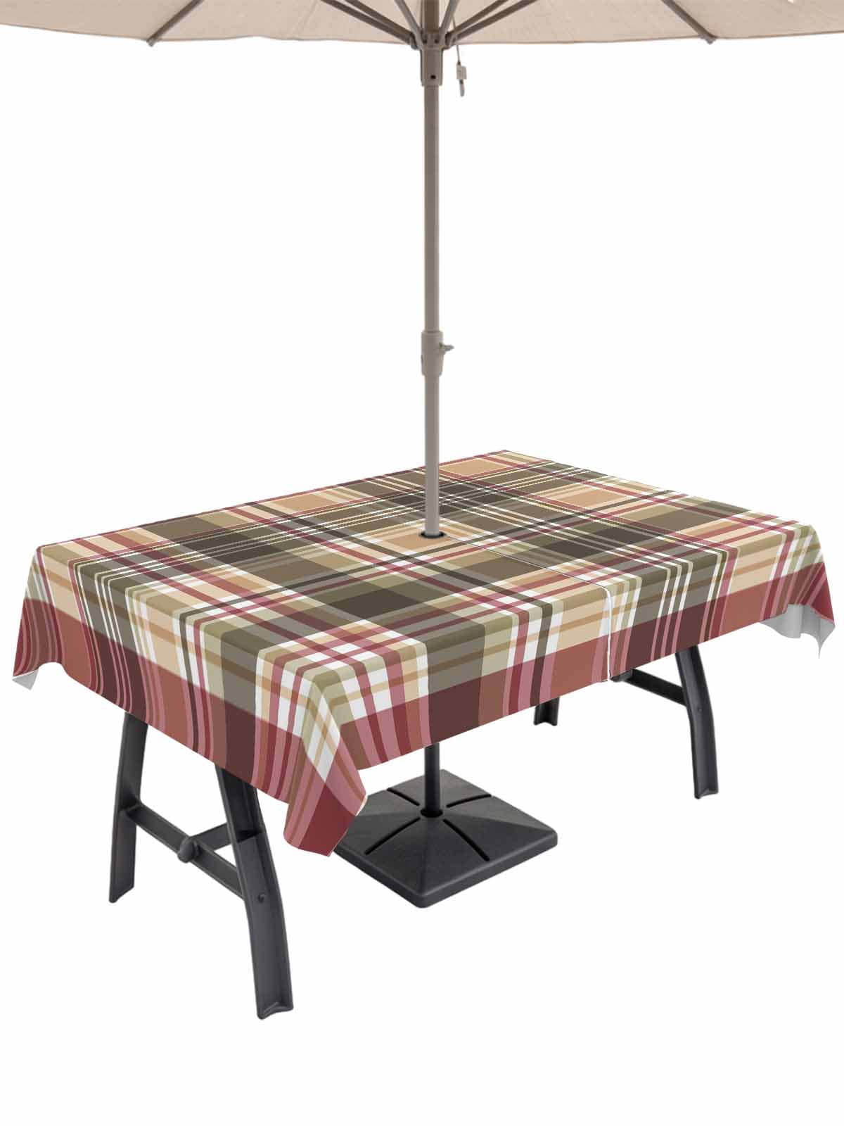 Buffalo Check Rectangle Outdoor Tablecloth with Umbrella Hole Plaid ...