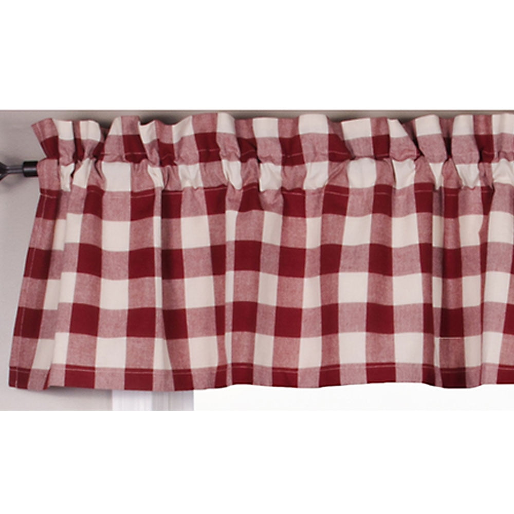 Buffalo Check Red and Buttermilk 72" x 15.5" Lined Cotton Valance by ...