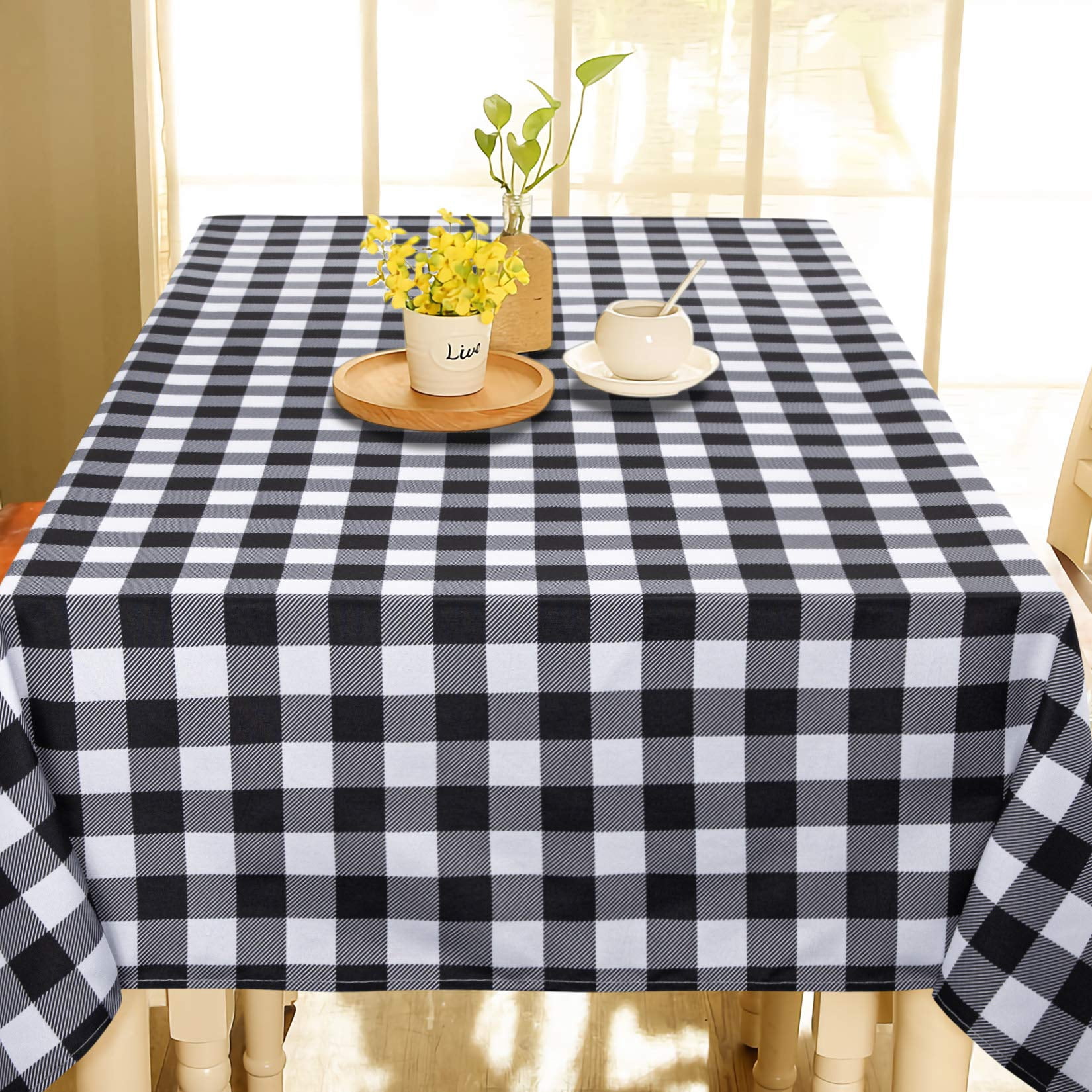 Buffalo Check Tablecloth Rectangle 52"x 52"-Washable and Stain ...