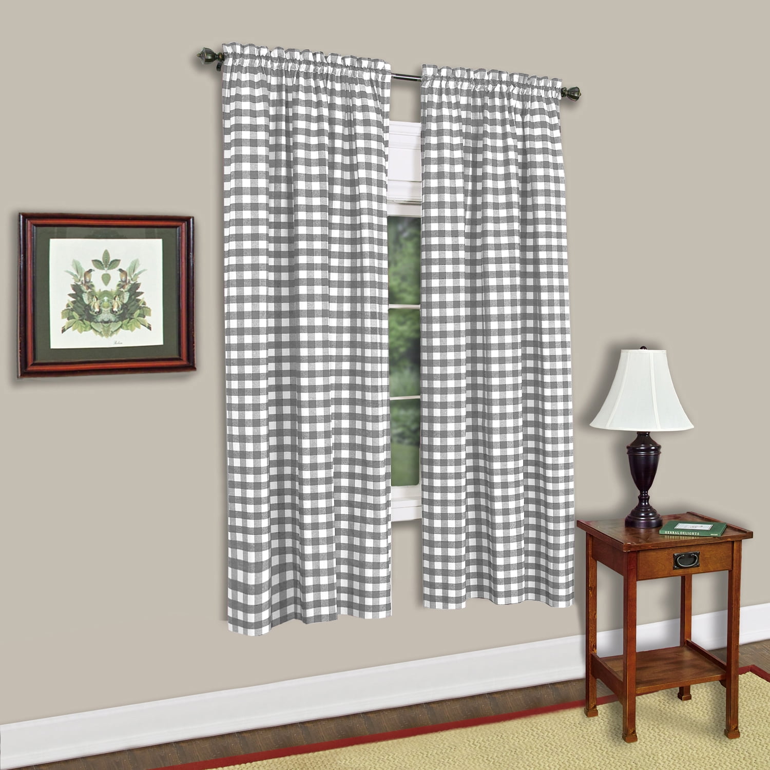 Buffalo Check Window Panel 84"L , OR 63" x 42"W Grey - Walmart.com