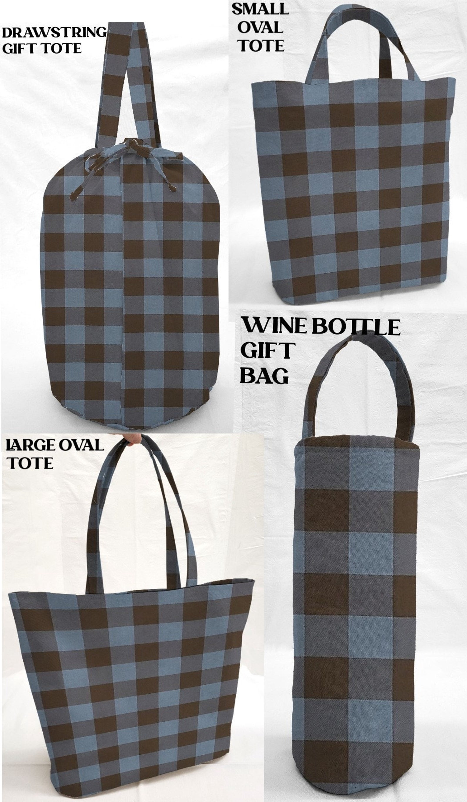Buffalo Checked Plaid Reusable Fabric Gift Bags and/or Tote Bags (Large ...