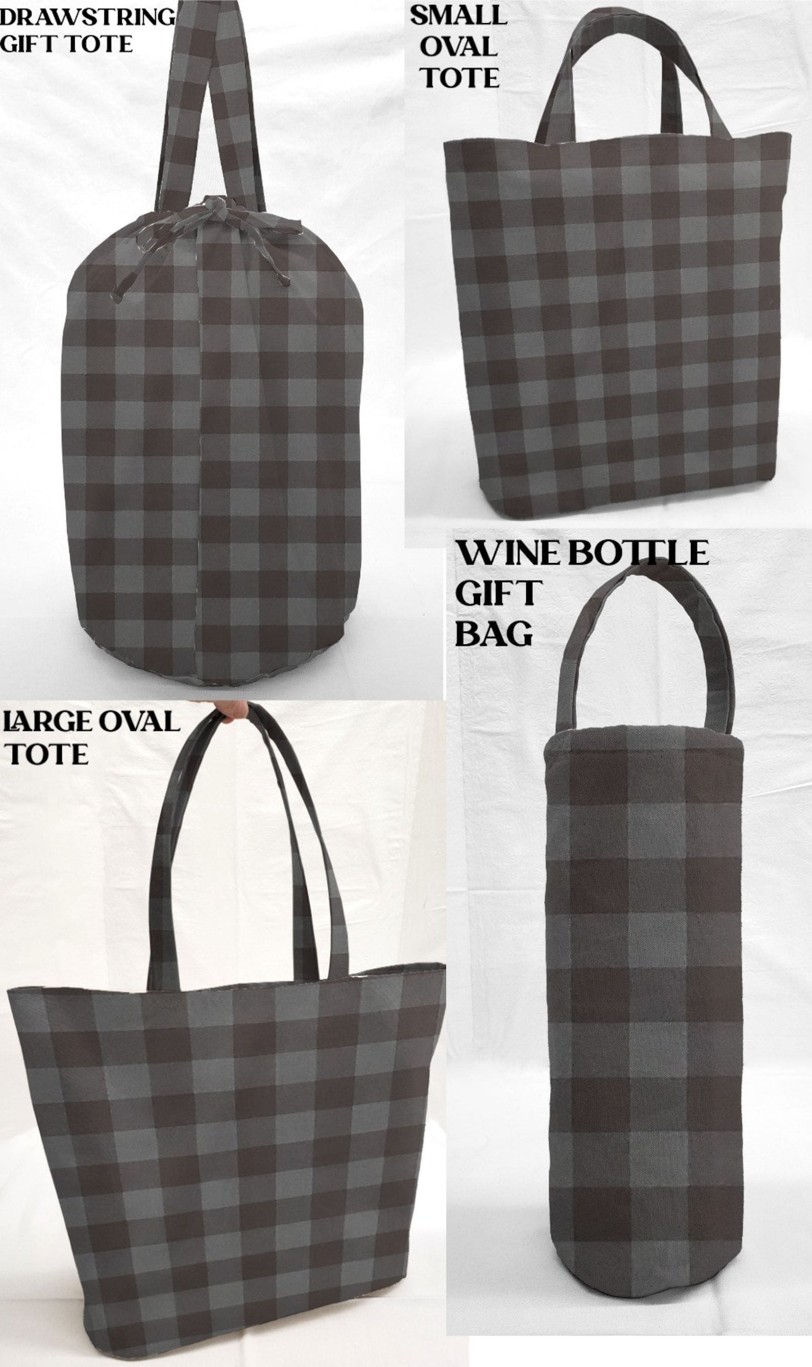 Buffalo Checked Plaid Reusable Fabric Gift Bags and/or Tote Bags (Large ...