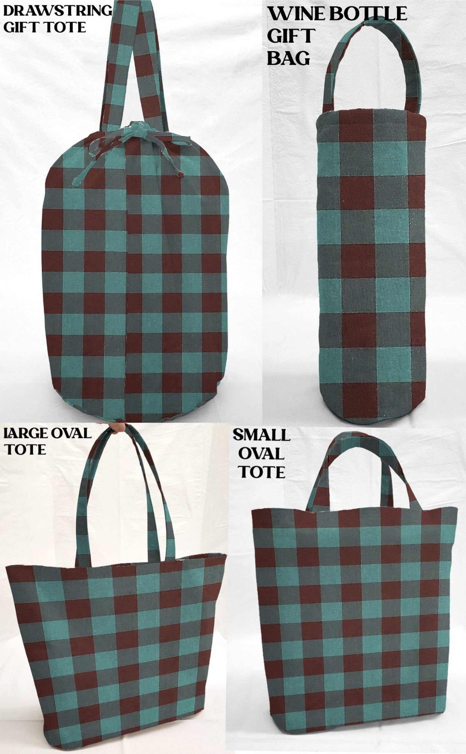 Buffalo Checked Plaid Reusable Fabric Gift Bags and/or Tote Bags (Small ...