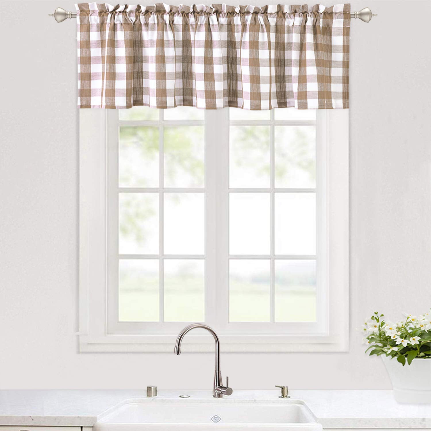 Buffalo Checker Pattern Valance Curtains for Kitchen Cafe, Plaid ...
