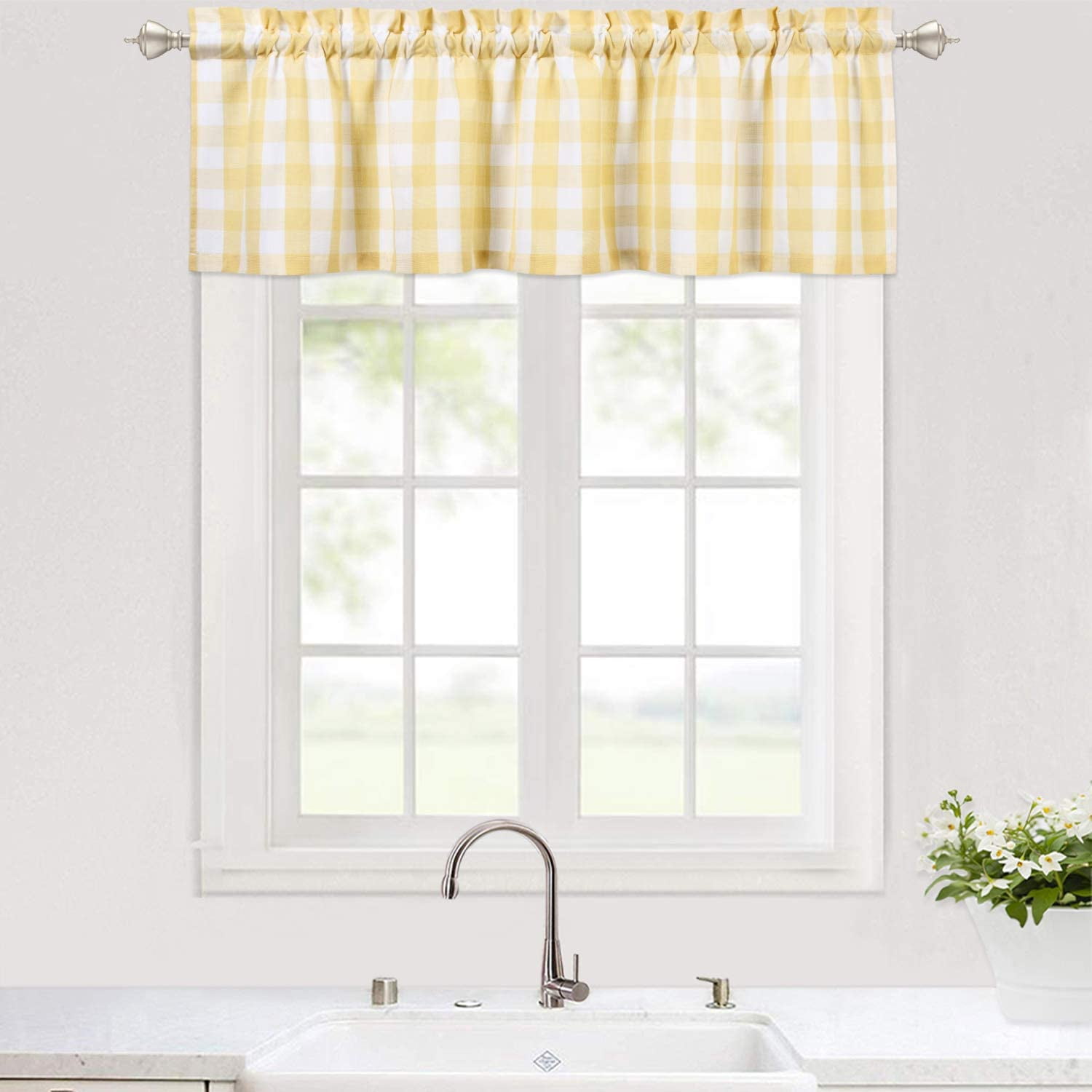 Buffalo Checker Pattern Valance Curtains for Kitchen Cafe, Plaid ...
