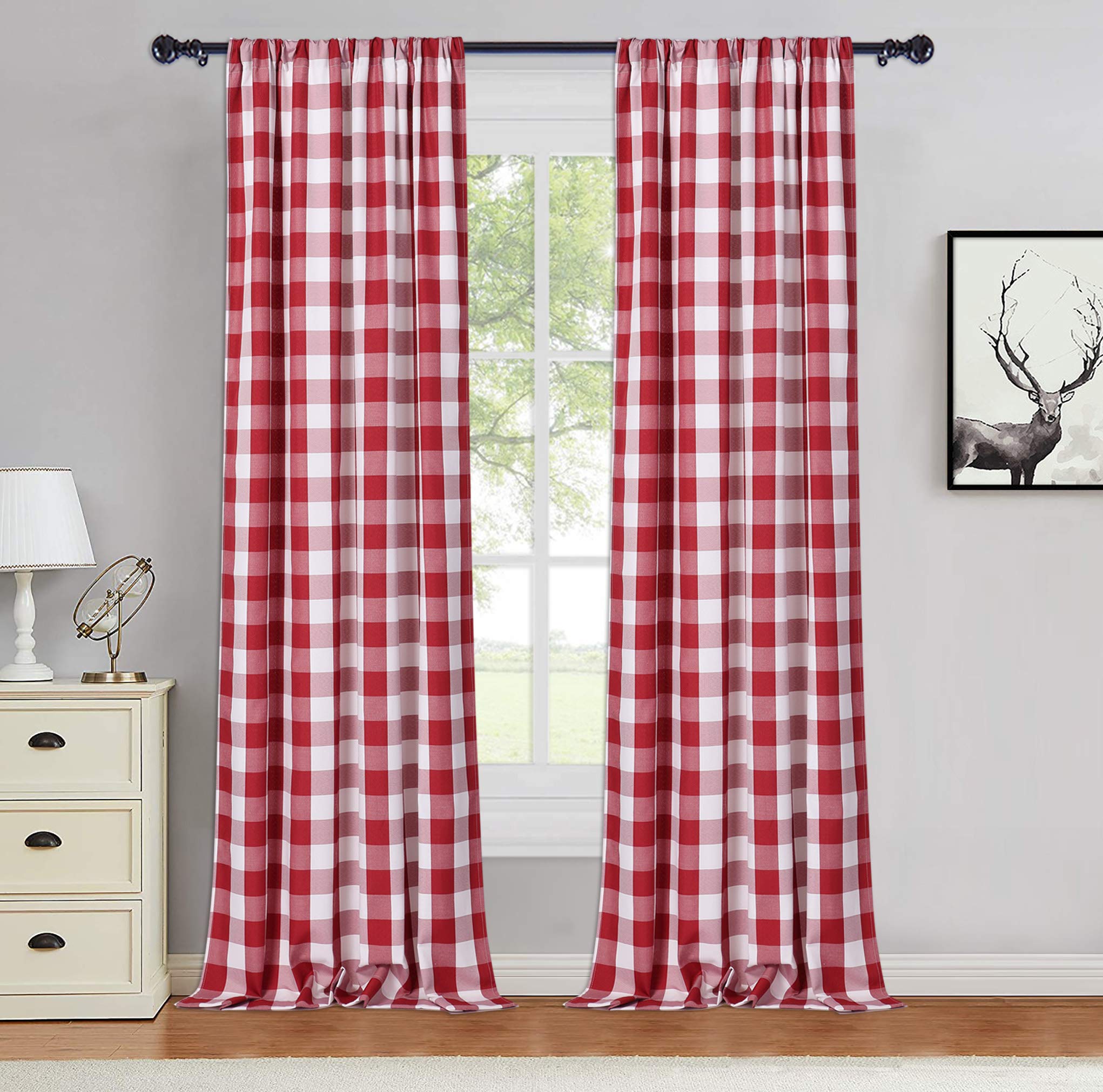 Buffalo Checker Plaid Curtain 95 inches Yarn Dyed Fabric Light ...