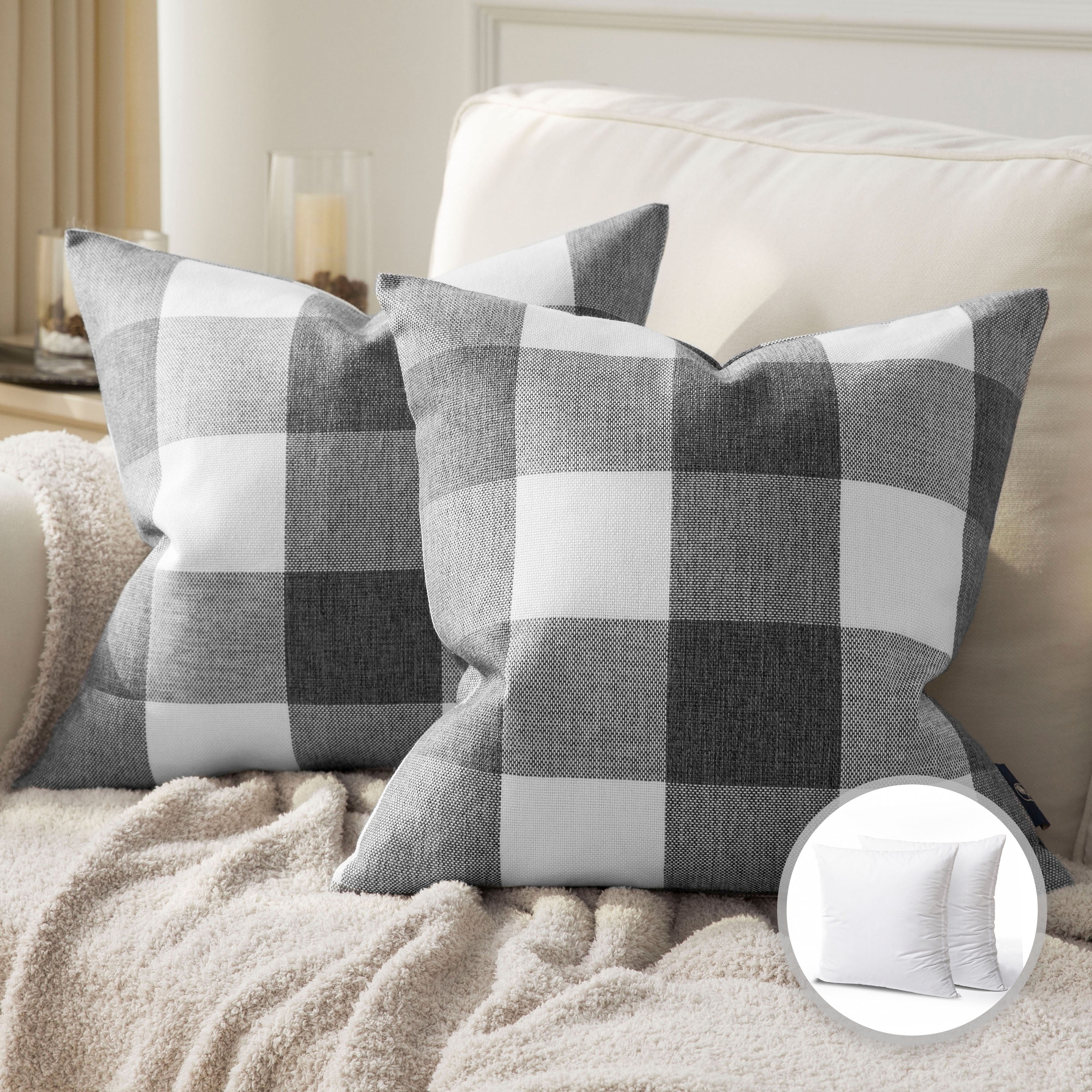 Phantoscope Buffalo Checker Plaid Throw Pillow Set for Sofa, 18x18 ...