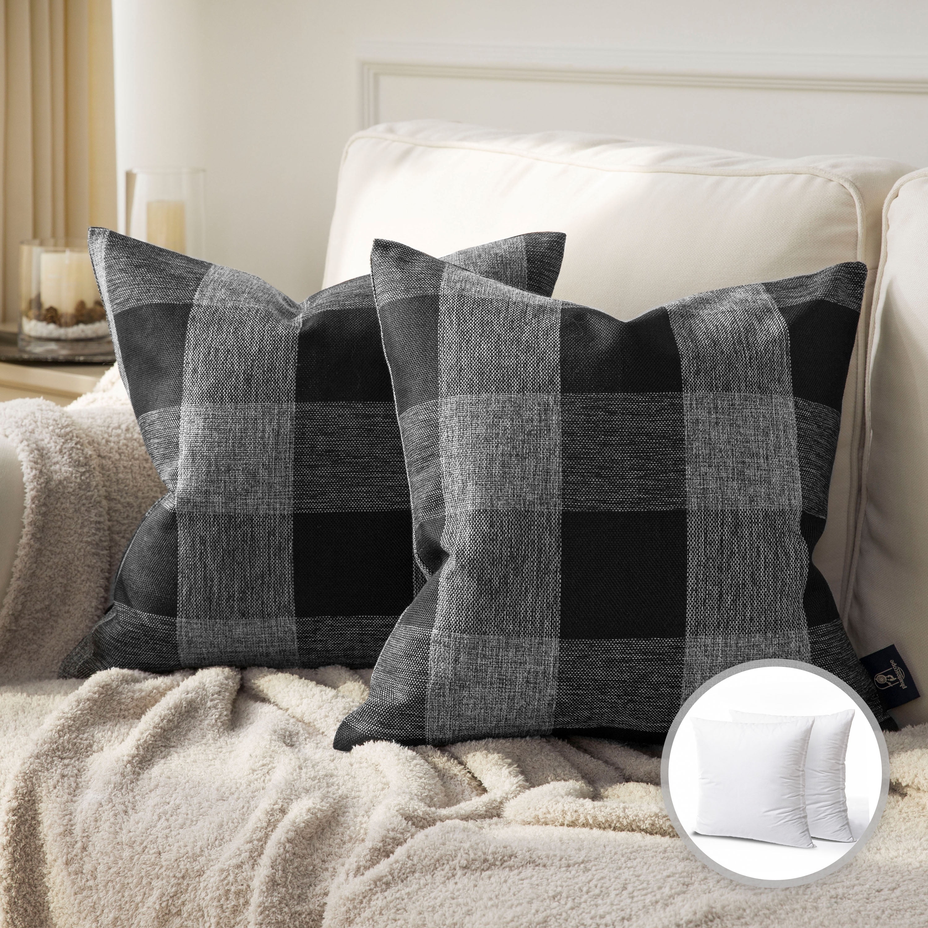 Phantoscope Buffalo Checker Plaid Cotton Pillow Covers with Zipper ...