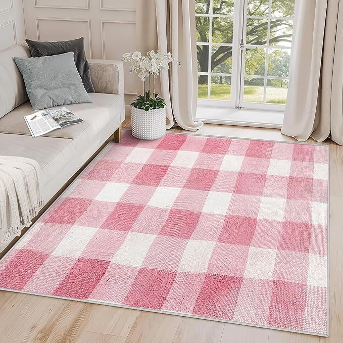 Buffalo Checkered Rug - Buffalo Check Rug, Buffalo Plaid Area Rug, Pink ...