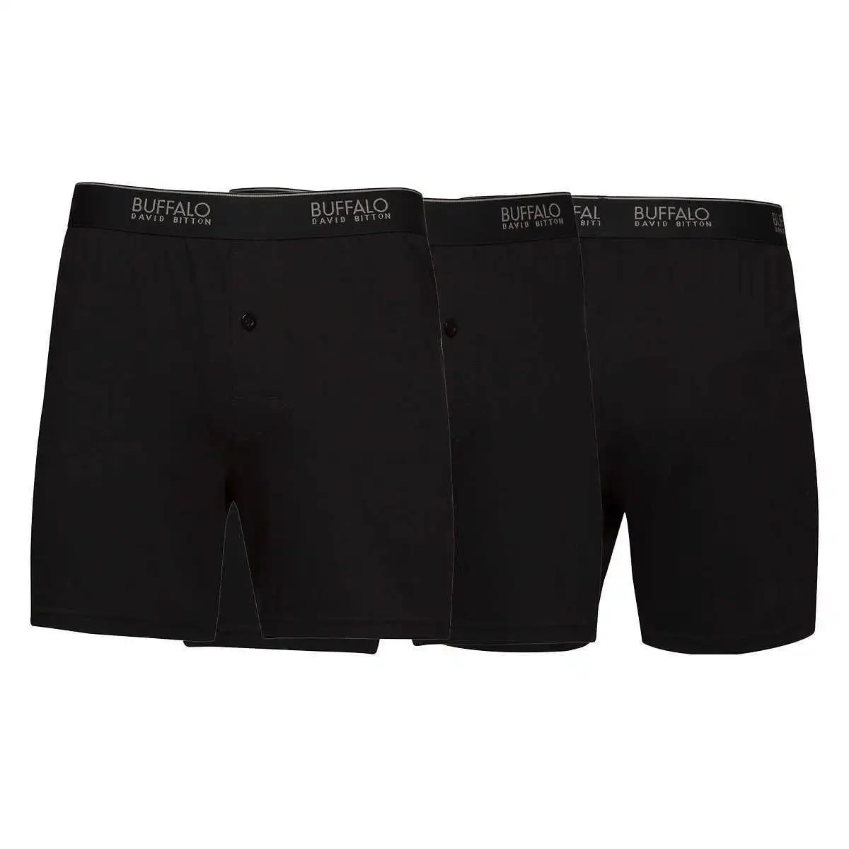 Buffalo David Bitton Men's Tagless, Stretch Knit Boxers 3-Pack | Black ...