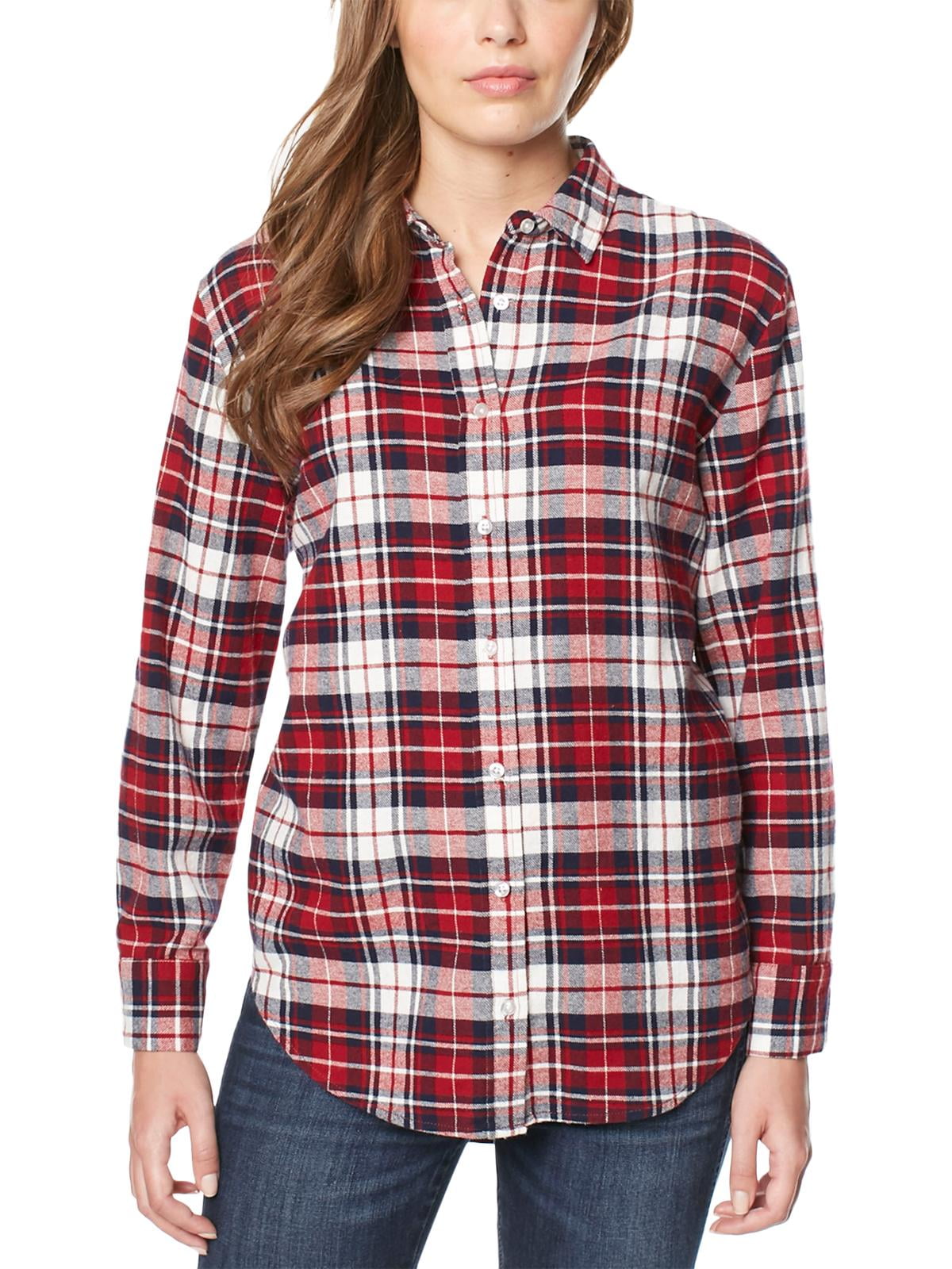 Buffalo David Bitton Womens High-Low Collared Button-Down Top Red XS ...