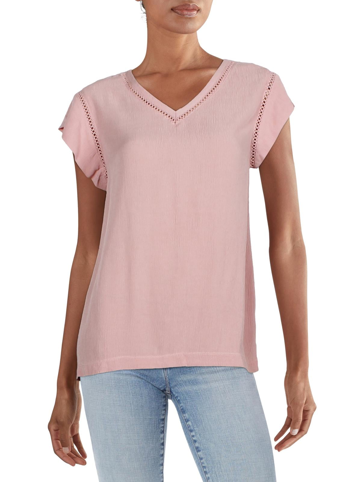 Buffalo David Bitton Womens Sofie V-Neck Short Sleeves Blouse - Walmart.com
