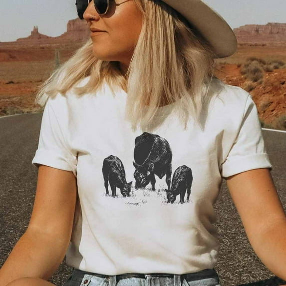 Buffalo Family Shirt Western Ranch Style Wildlife Nature Scene Graphic ...
