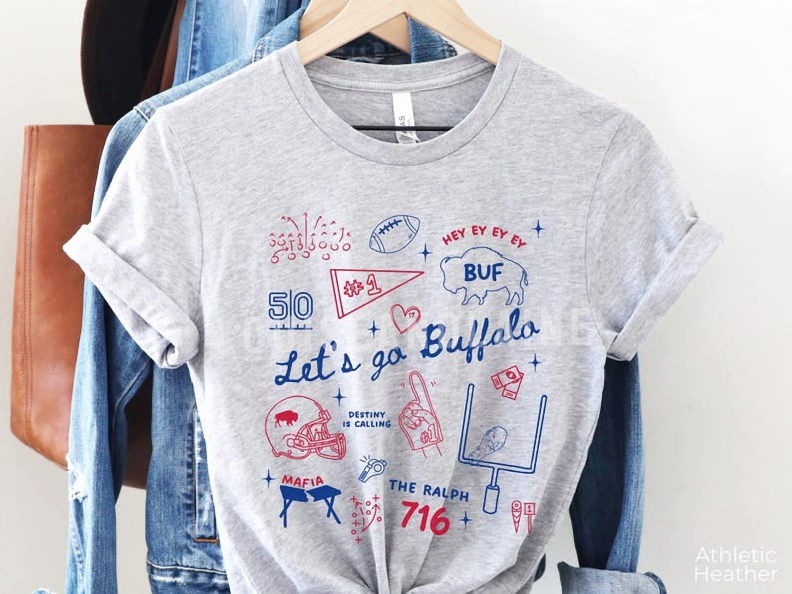 Buffalo Football Doodles Shirt, Women's Buffalo Fan Gift, Let's Go ...