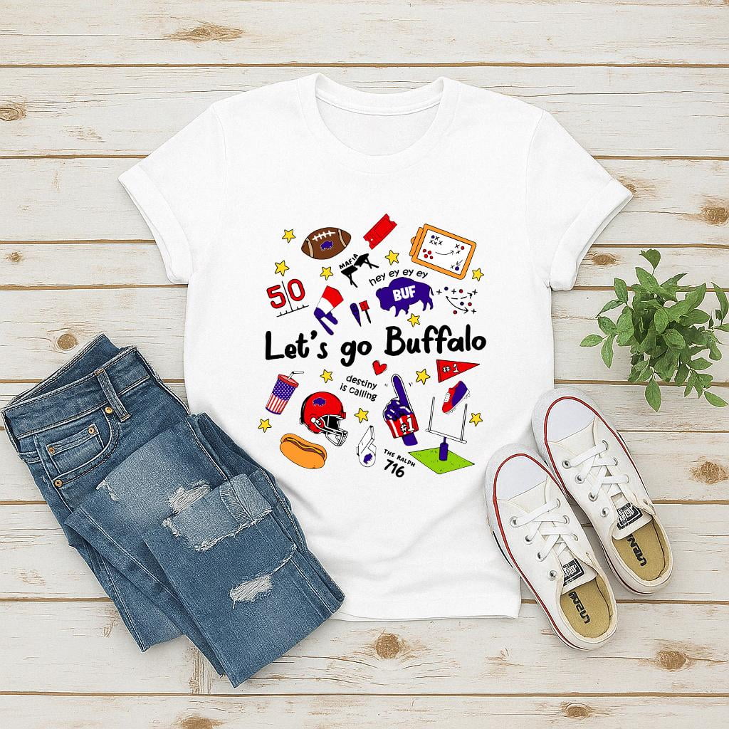 Buffalo Football Doodles Shirt, Women's Buffalo Fan Gift, Let's Go ...