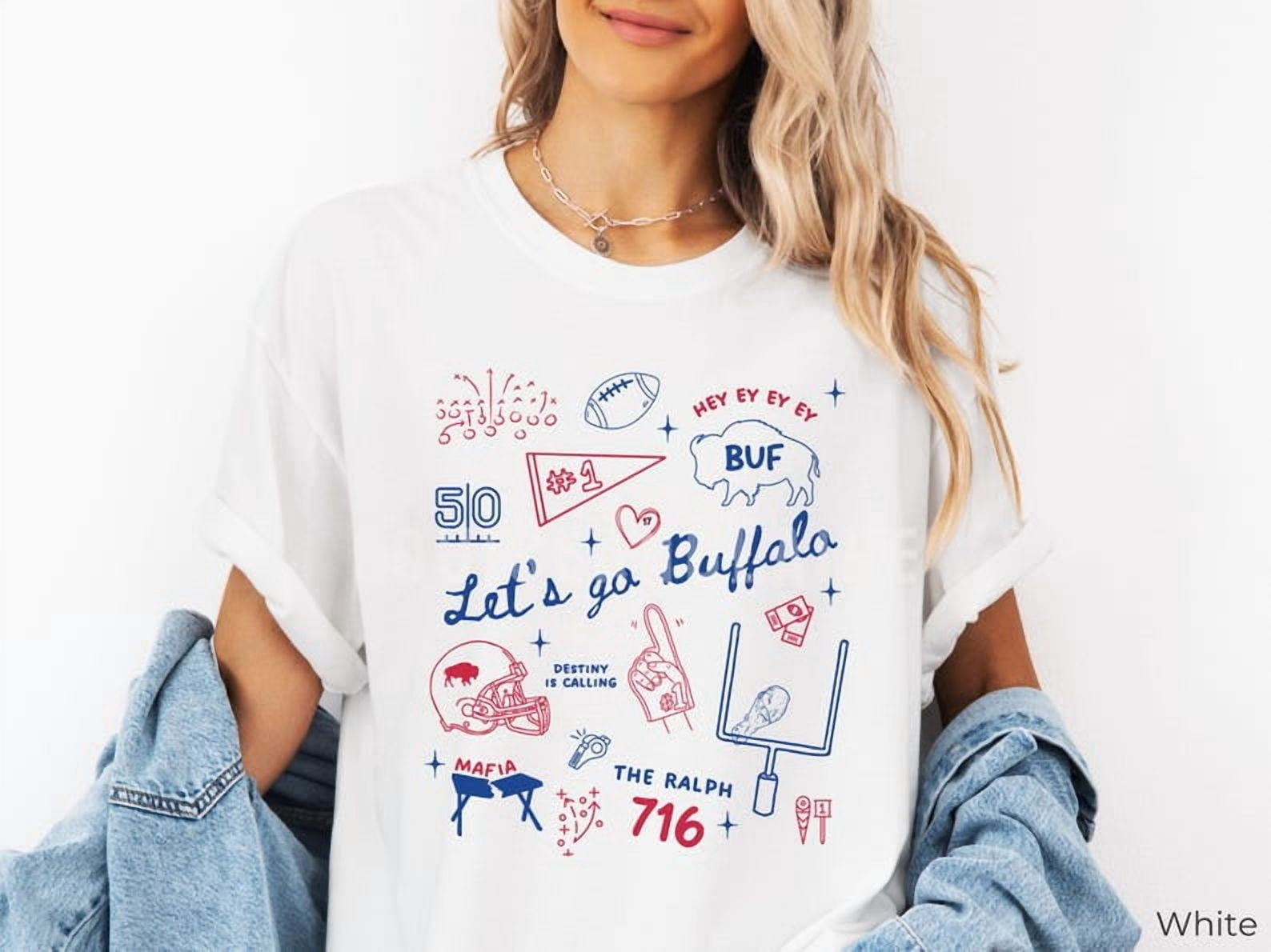 Buffalo Football Doodles Shirt, Womens Buffalo Fan Gift, Let's Go ...