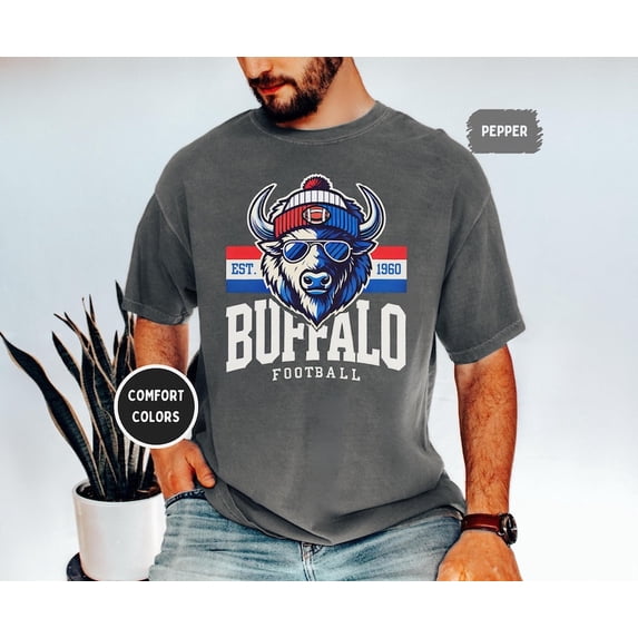 Buffalo Football Graphic Tee, Comfort Colors Retro T-Shirt for Game Day ...