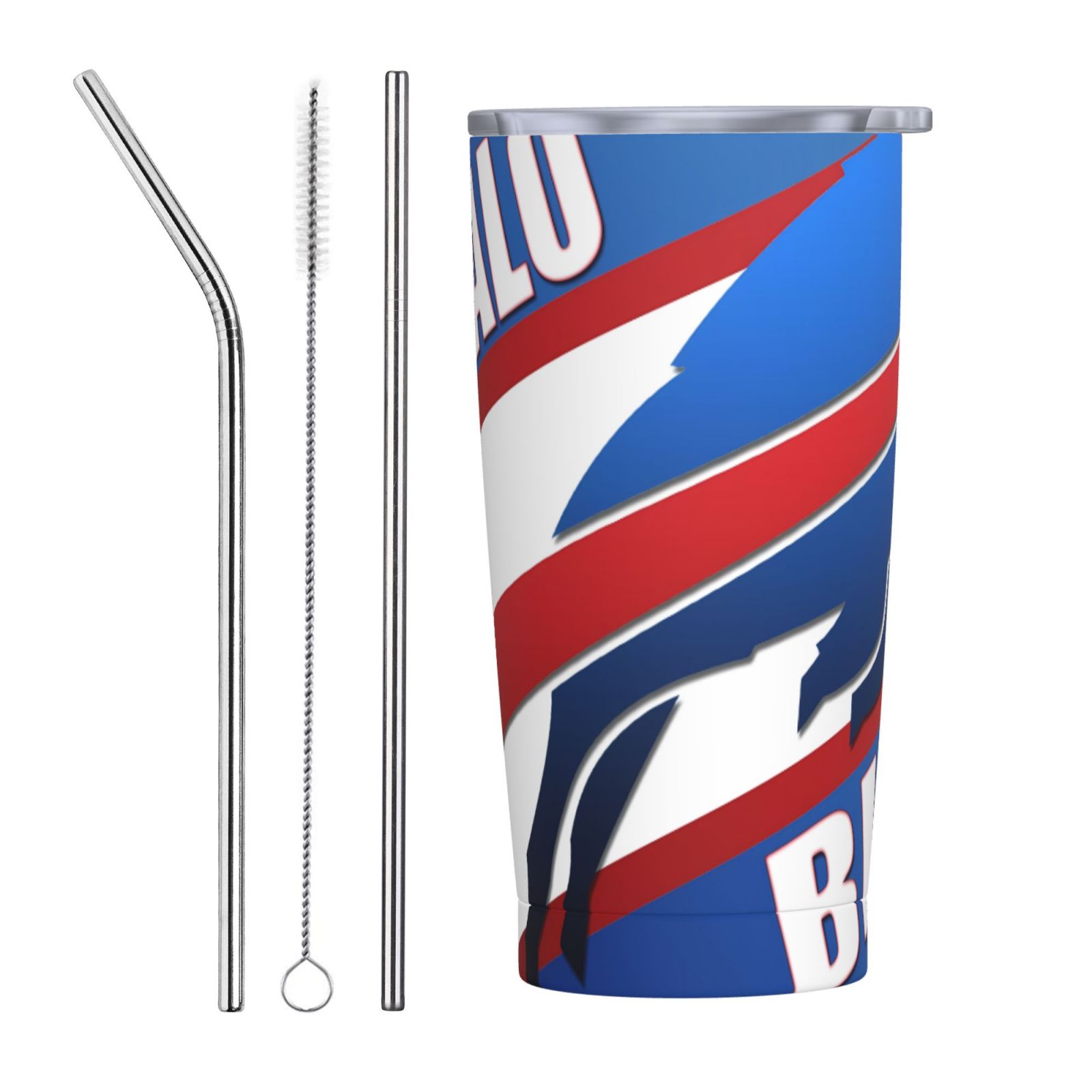 Buffalo Football Team 20 oz Stainless Steel Thermos with Lid and Straw ...