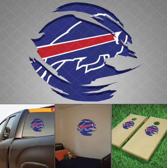 Buffalo Football Team Distressed Scratched Decal, Torn Ripped Tattered ...