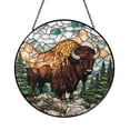 Buffalo Forest Stained Glass Style Suncatcher, Wildlife Window Hanging ...
