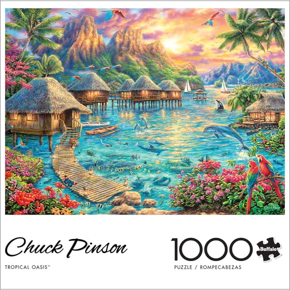Buffalo Games 1000-Piece Chuck Pinson Tropical Oasis Jigsaw Puzzle ...