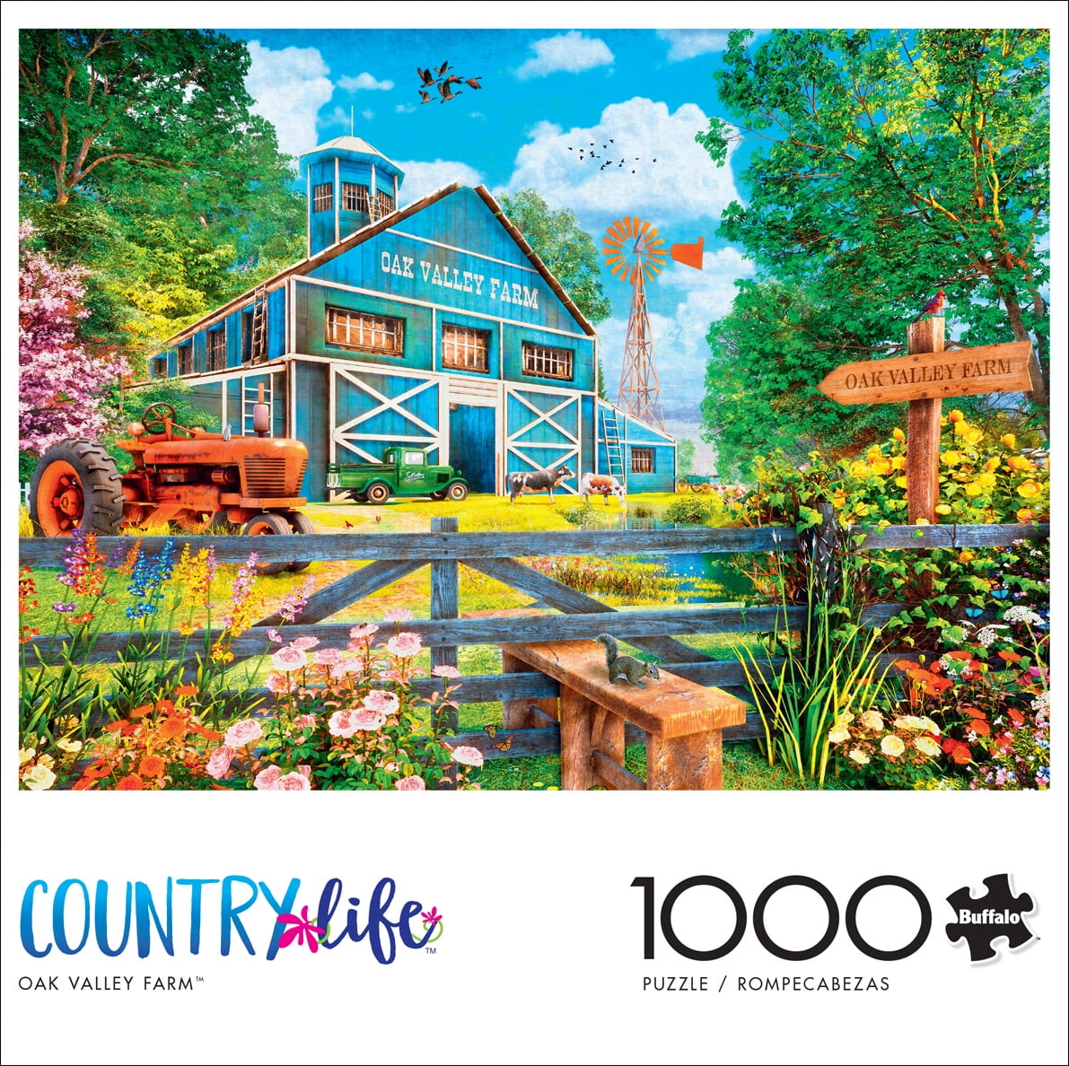 Buffalo Games 1000-Piece Country Life Oak Valley Farm Interlocking ...