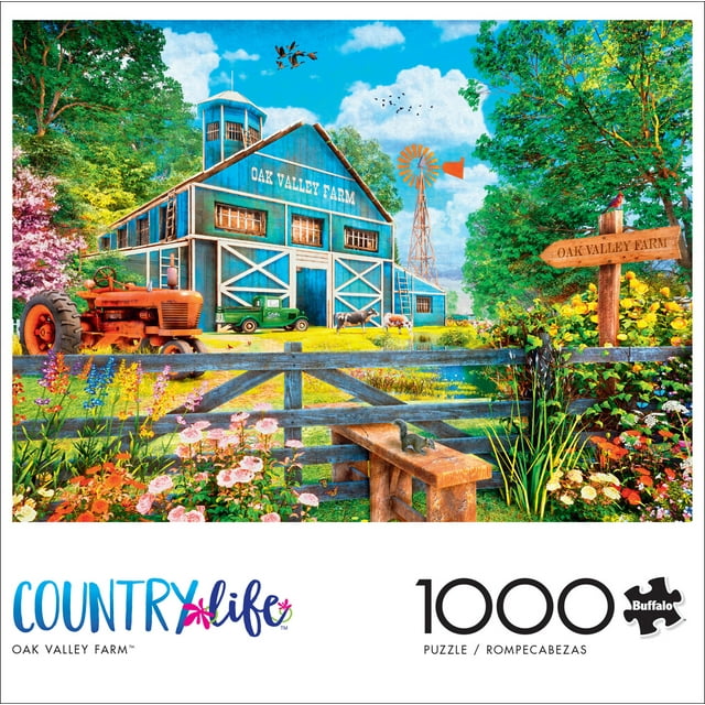 Buffalo Games 1000-Piece Country Life Oak Valley Farm Interlocking ...