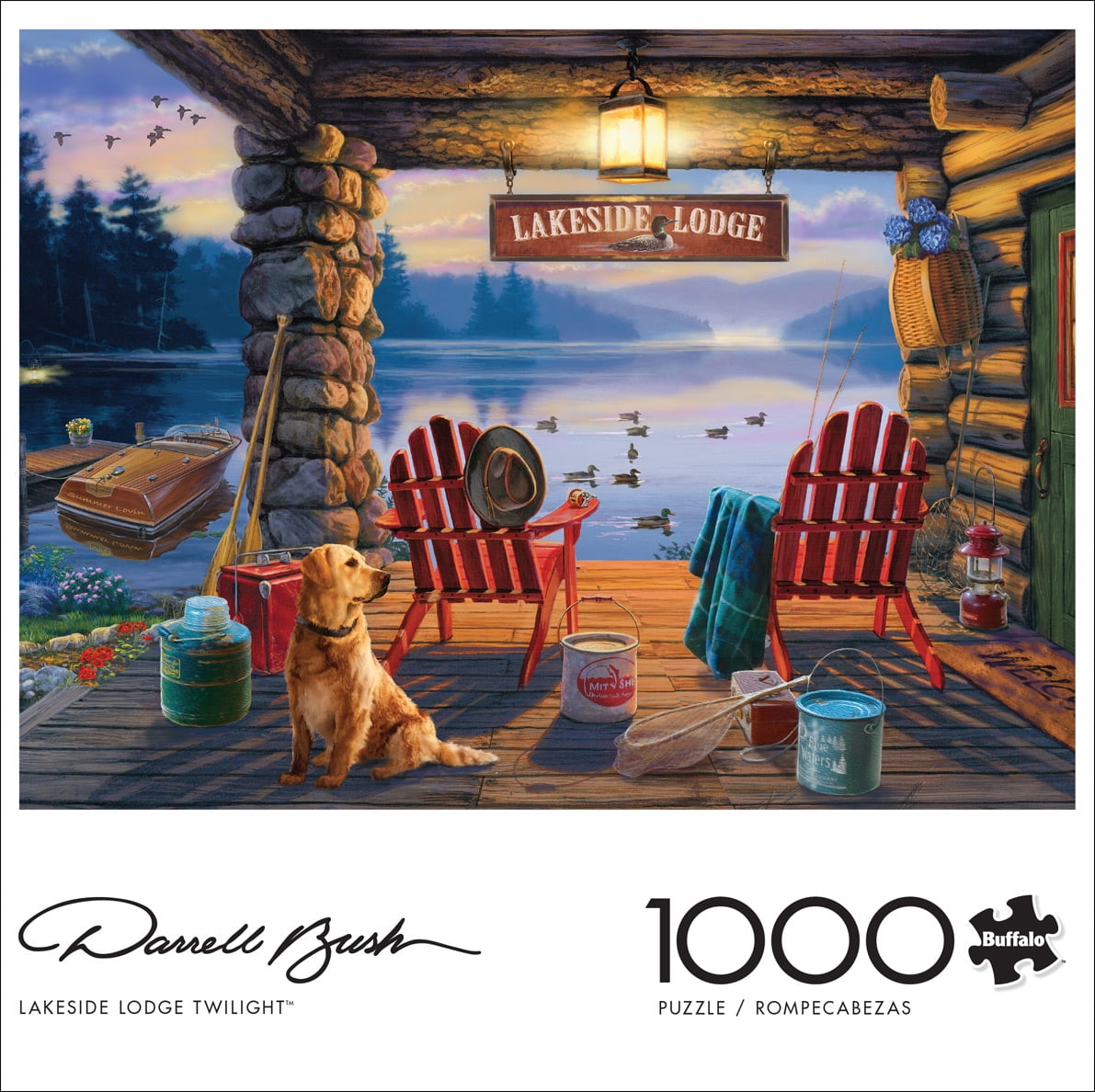 Buffalo Games 1000-Piece Darrell Bush Lakeside Lodge Twilight ...