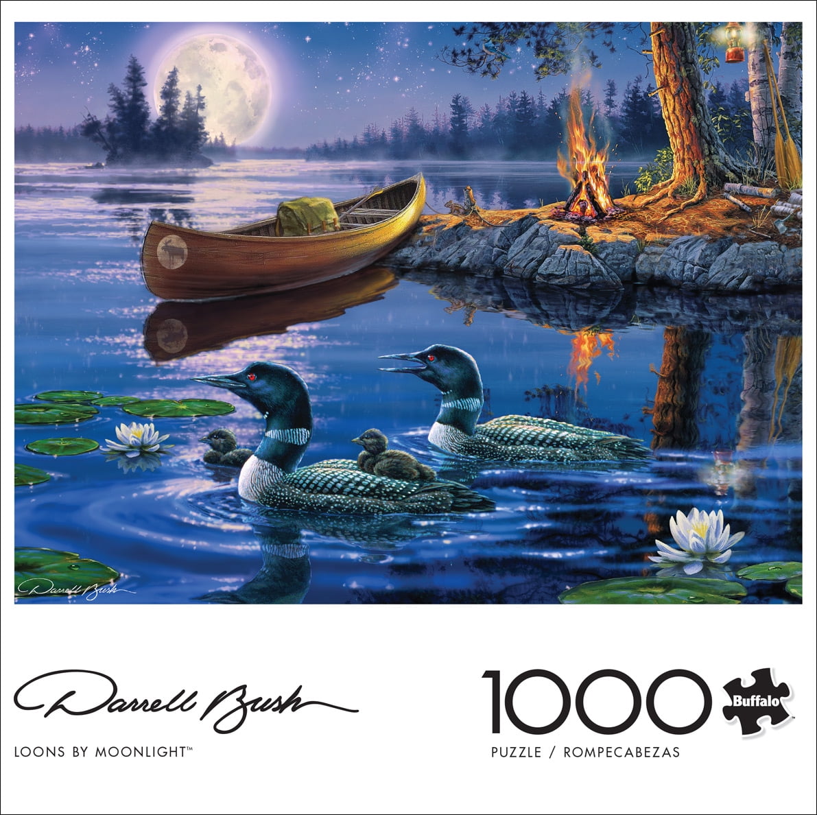 Buffalo Games 1000-Piece Darrell Bush Loons by Moonlight Interlocking ...