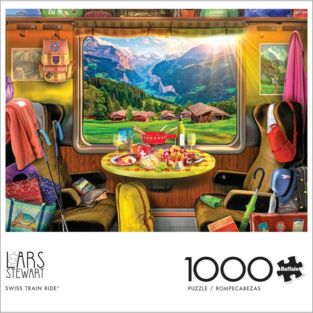 Buffalo Games 1000-Piece Lars Stewart Swiss Train Ride Interlocking Jigsaw Puzzle - Walmart.com