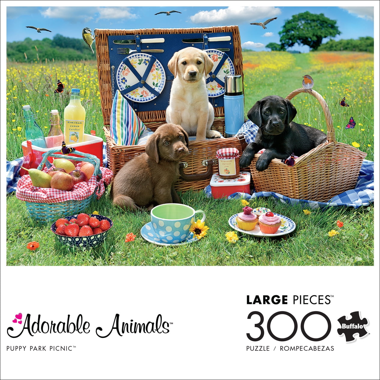 Buffalo Games 300-Piece Adorable Animals Puppy Park Picnic Interlocking ...