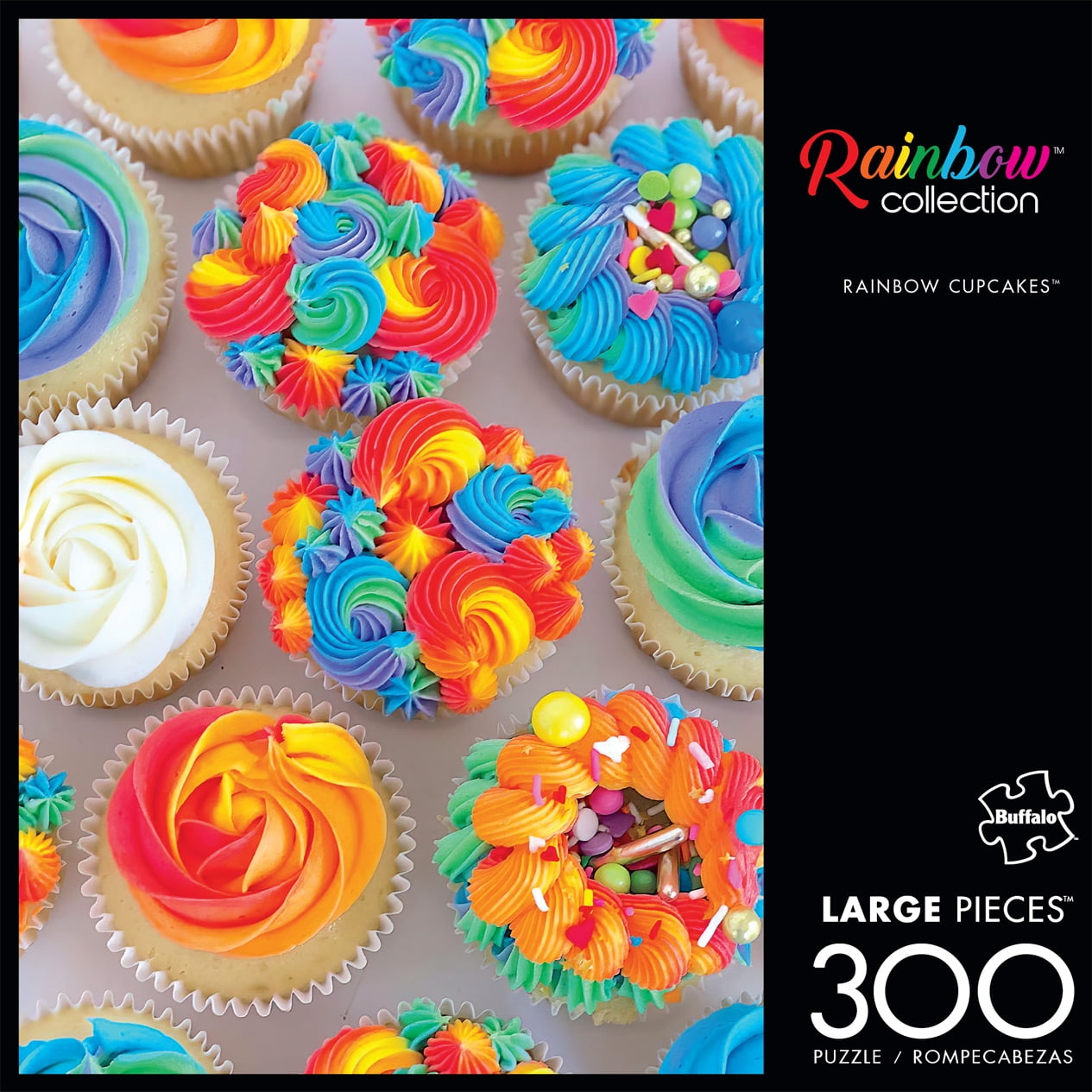 Buffalo Games 300-Piece Rainbow Collection Rainbow Cupcakes Jigsaw ...