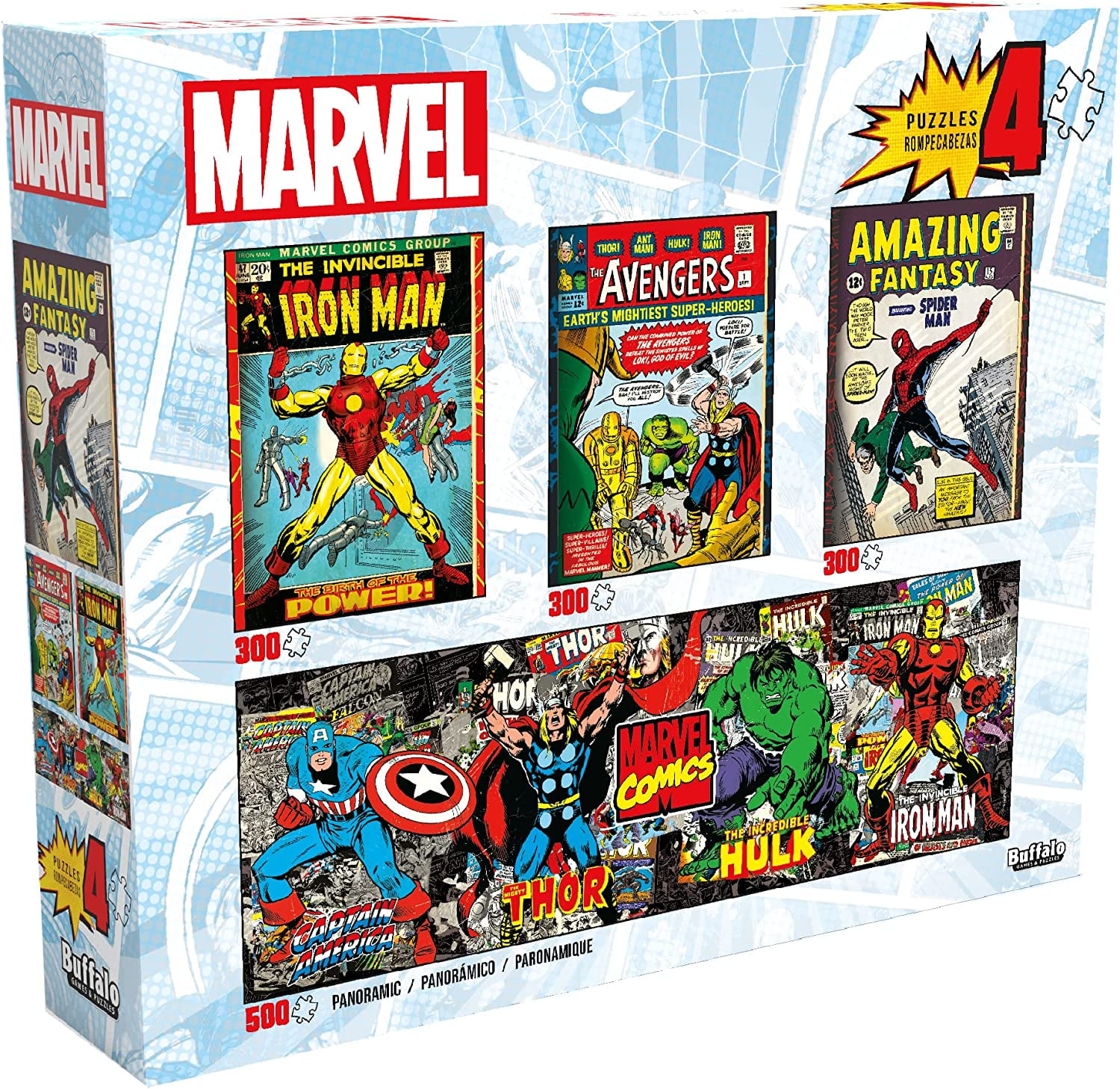 Buffalo Games Marvel Comics 4-in-1 Multipack Jigsaw Puzzles Featuring ...
