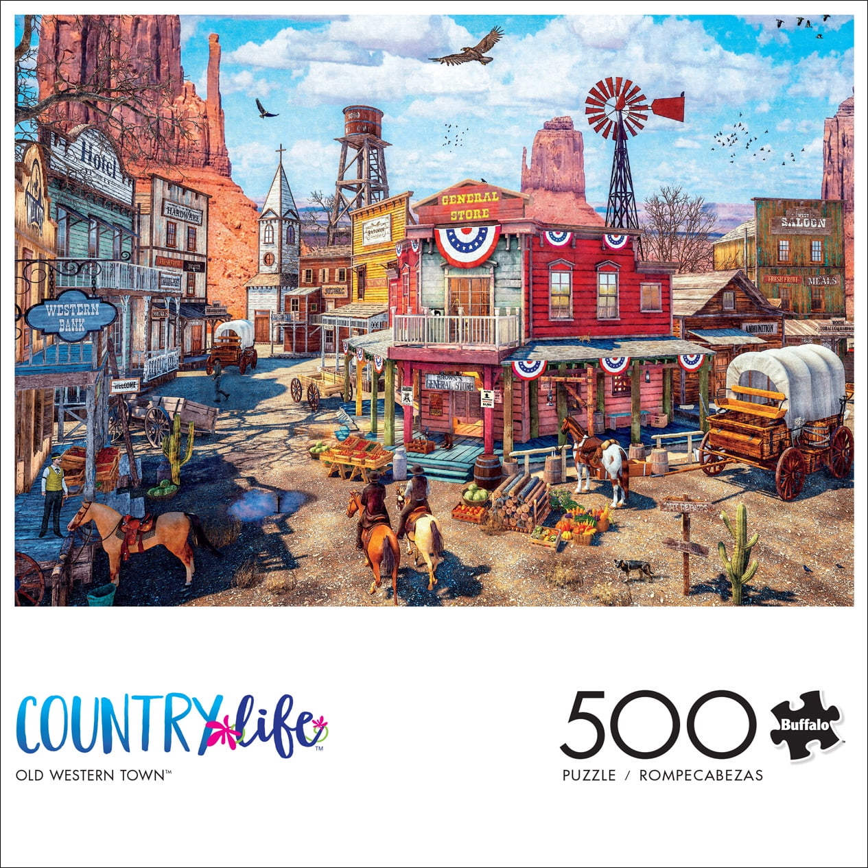 Buffalo Games 500-Piece Country Life Old Western Town Jigsaw Puzzle ...