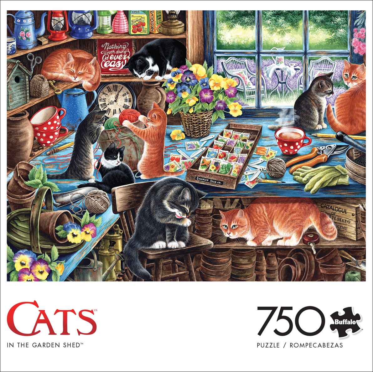 Buffalo Games 750-Piece Cats In the Garden Shed Adult Interlocking ...