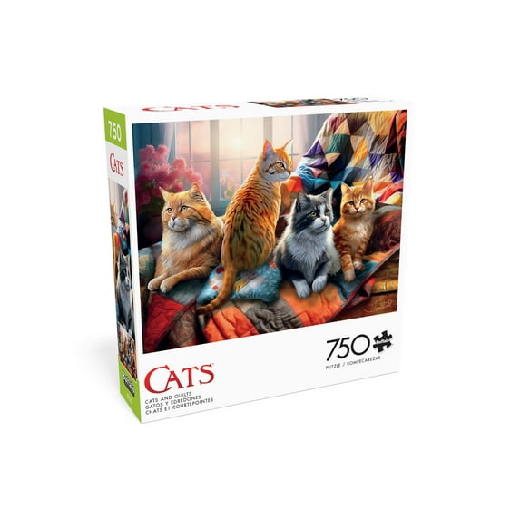 Buffalo Games 750-Piece Cats and Quilts Interlocking Jigsaw Puzzle for ...